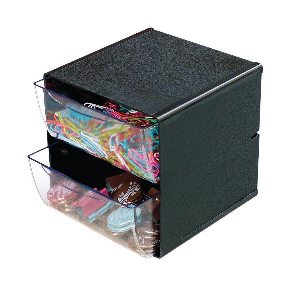 Deflecto® 2-Drawer Stackable Cube Organizer, 6 x 6 x 7-1/5 in