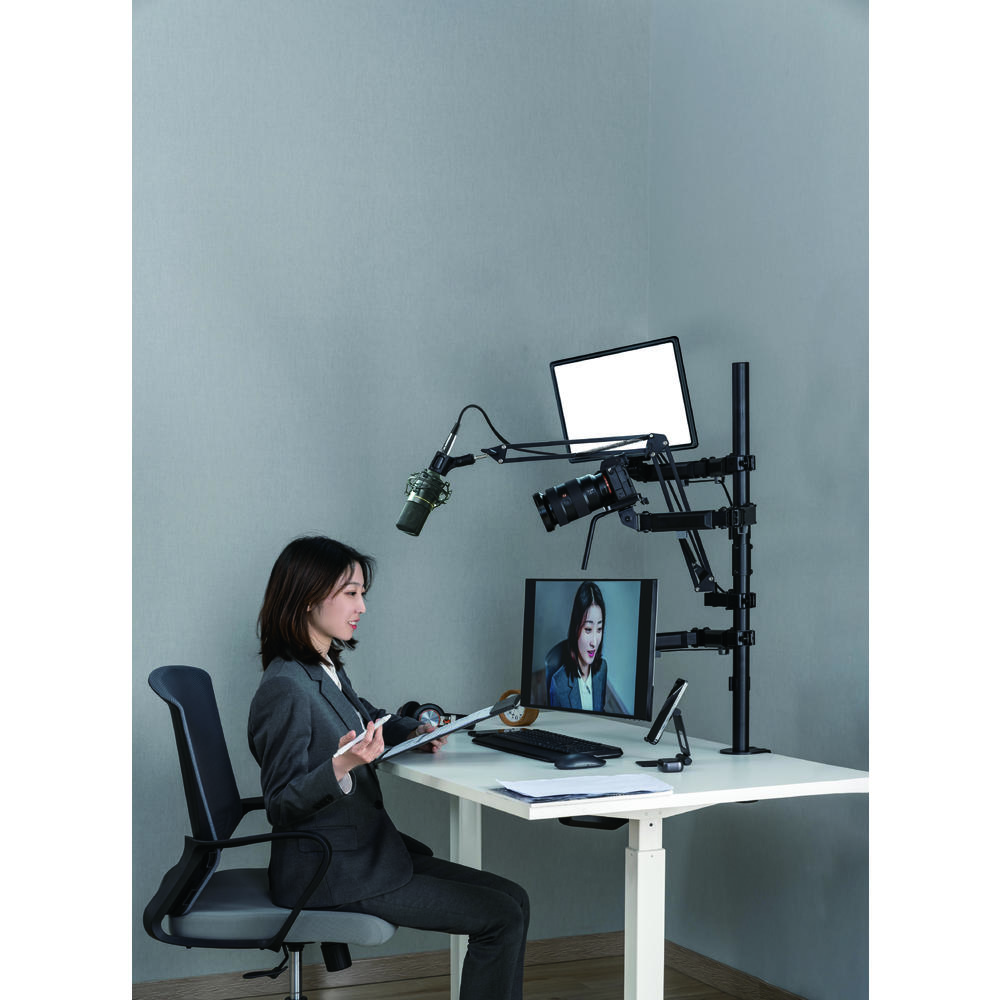 Single Monitor Mount with Microphone & Camera Stand – PrimeCables
