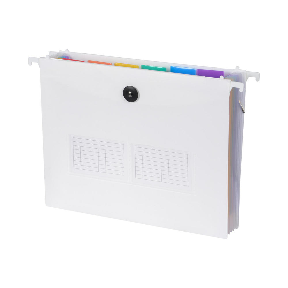 Plastic Expandable 7-Pocket Hanging File Folder with Retractable Rod ...