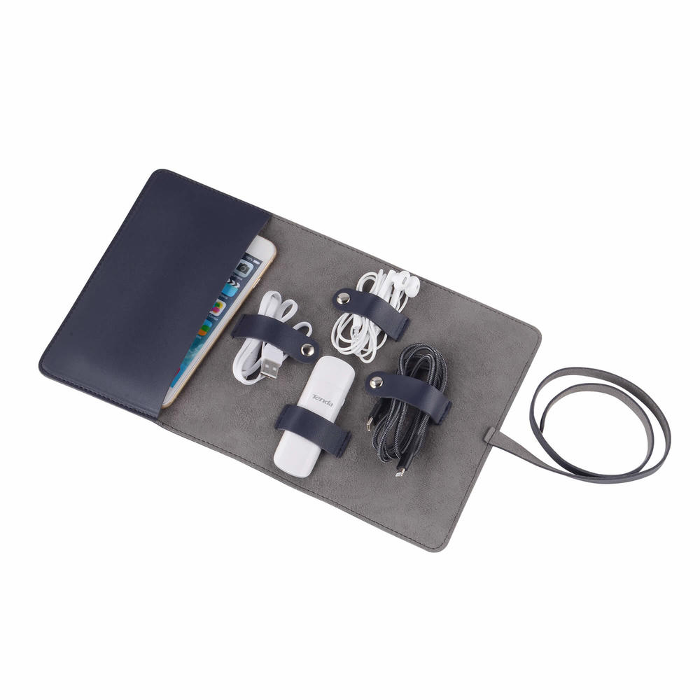 Leather Travel Charger Cord Roll Organizer, Electronic Accessories ...