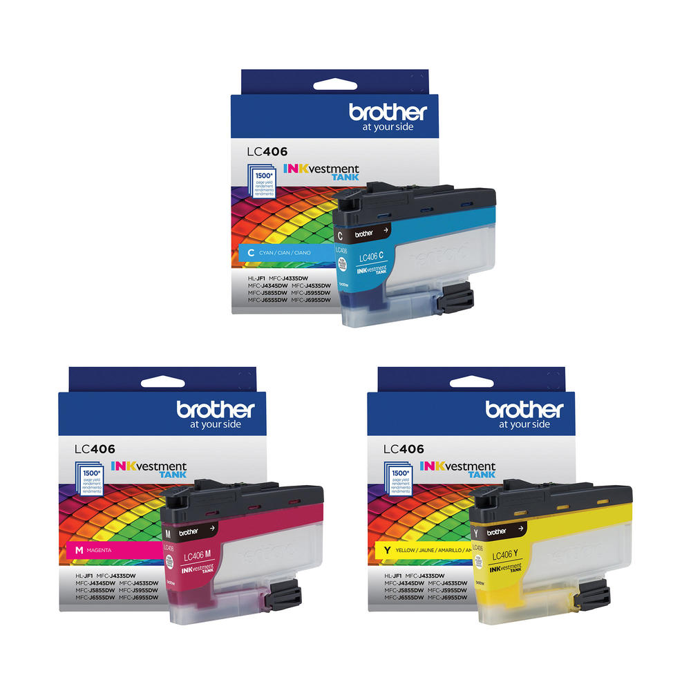 Brother LC406 Original Color Ink Cartridge Combo C/M/Y
