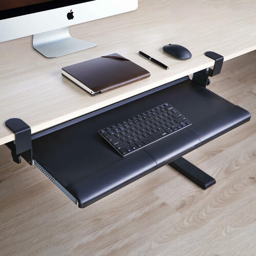 Large Keyboard & Mouse Tray Under Desk Pull Out with C Clamp, 26.8 x 11 ...