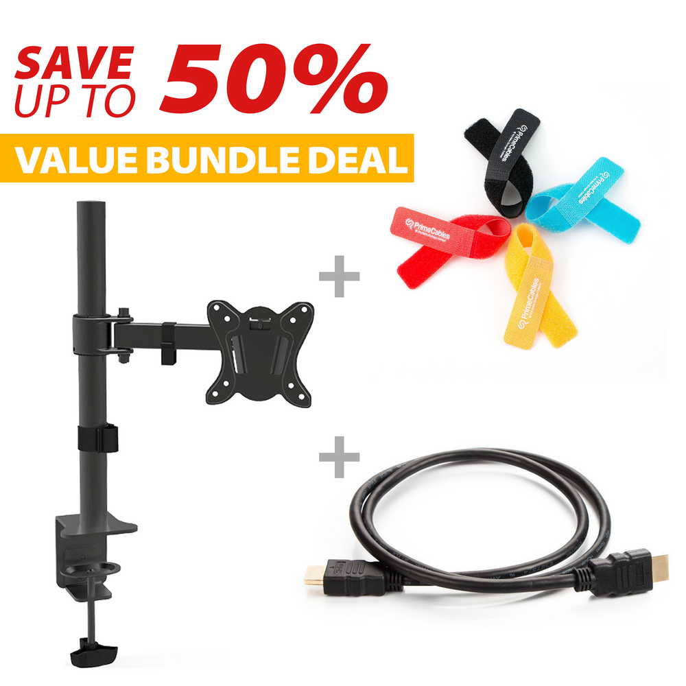 3-in-1 Monitor Desk Mount with Cable Tie and HDMI – PrimeCables