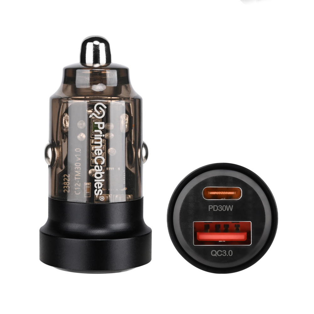 Type-C Car Charger USB-A 18W + USB-C 30W Super Fast Charging Adapter ...