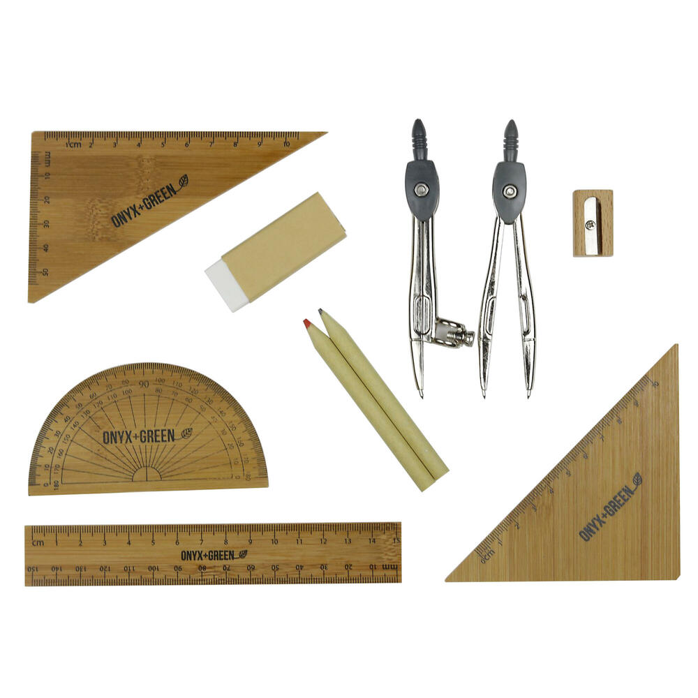 Onyx & Green® Eco-Friendly 10 Piece Bamboo Geometry Set