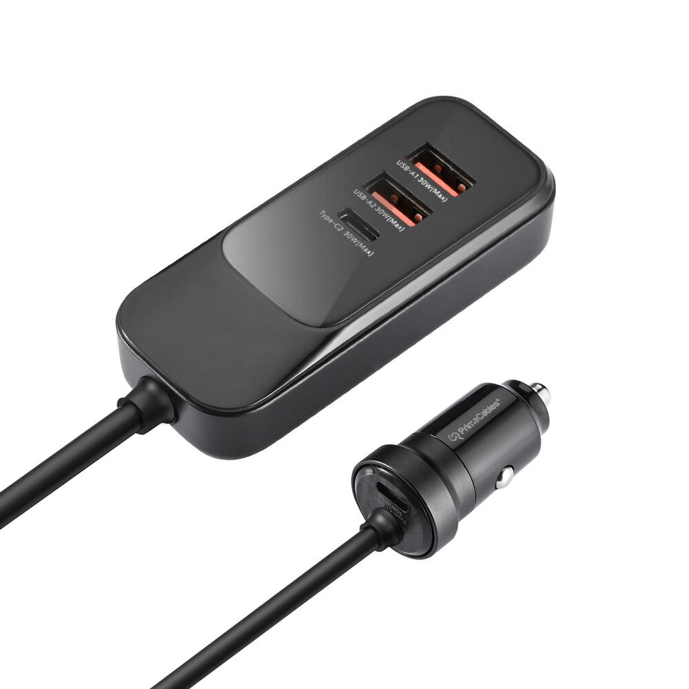 4-Port USB Car Charger with Voltage Display – PrimeCables®