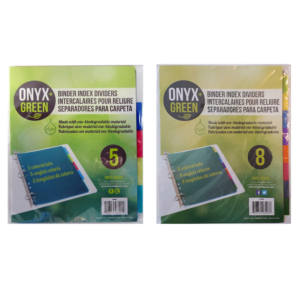 Onyx & Green® Eco-Friendly Binder Index Intercalaires Fabriqués à ...