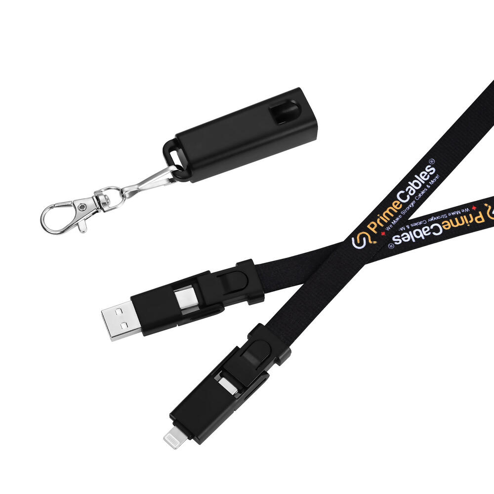 4 in 1 Nylon Lanyard USB Charging Cable (Type-C+USB-A to Type-C ...