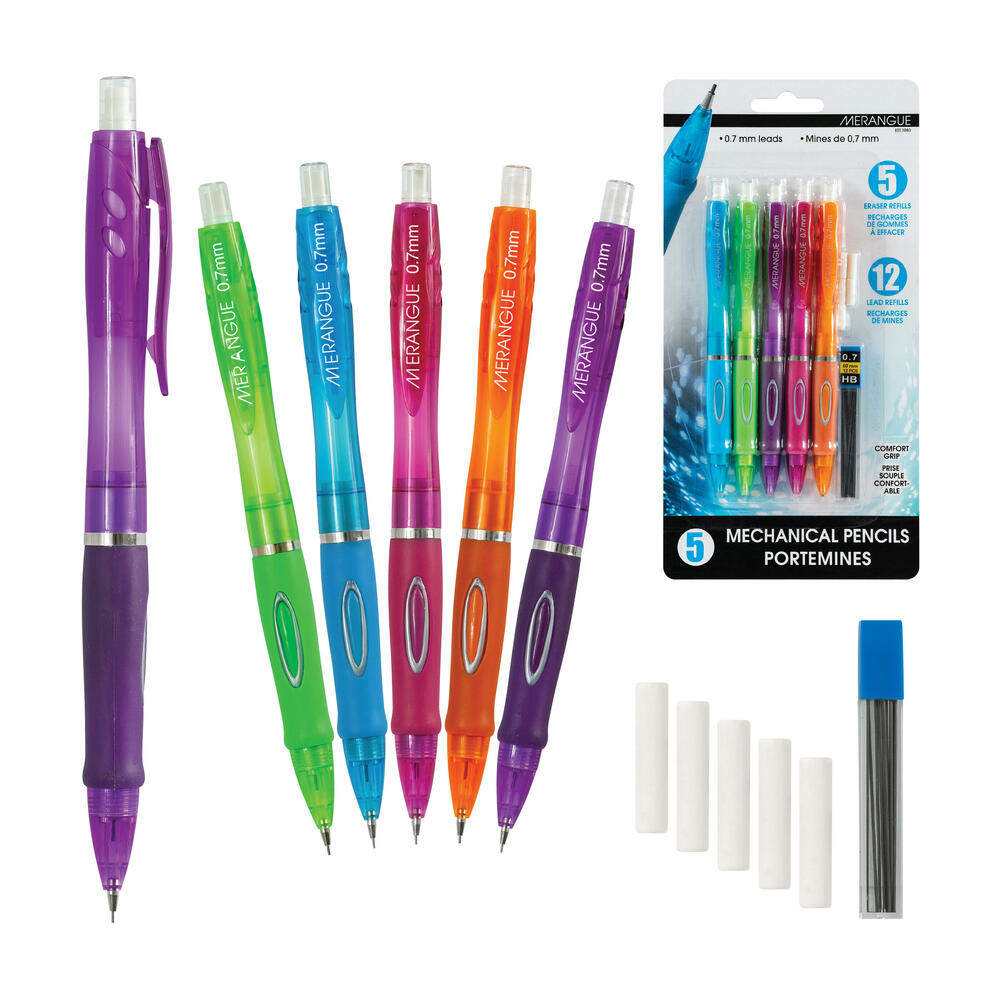 Merangue® Comfort Grip Mechanical Pencils, 0.7 mm, 5/Pack