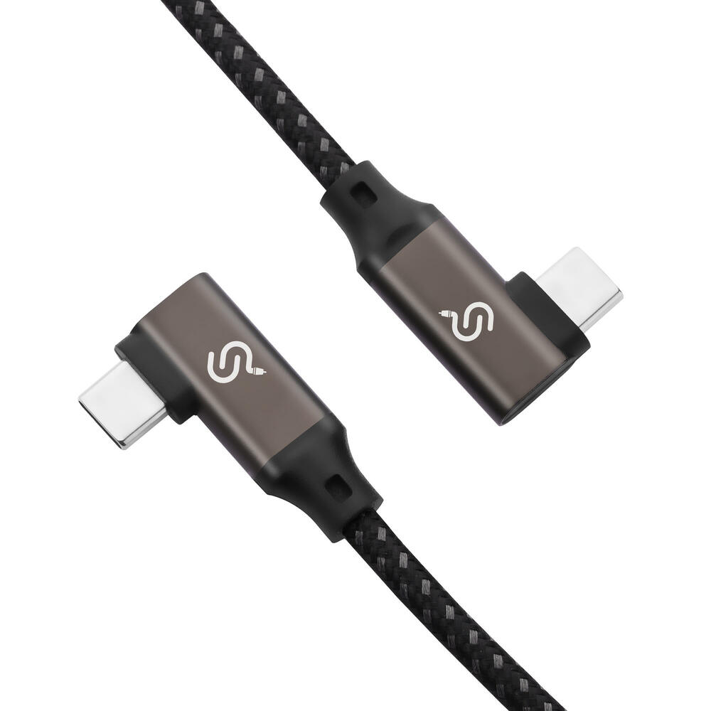 100W 90 Degree Right Angle USB C Fast Charging Nylon Braided Cable, 2M ...