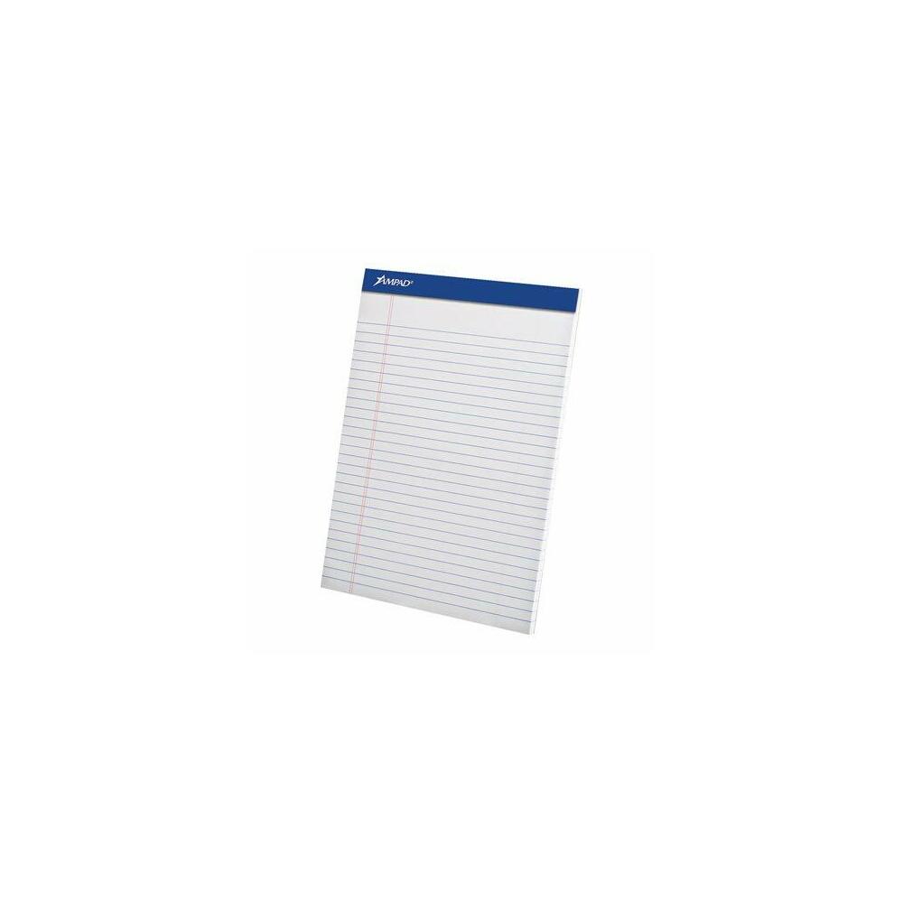 AMPAD® White Perforated Paper Pad，wide ruled，8-1/2" x 11-3/4"，50 sheets ...