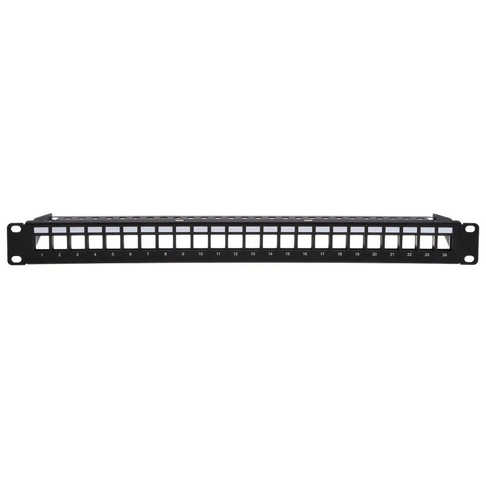 24-port Blank Keystone Shielded Patch Panel, 1U, with Wire Support Bar ...