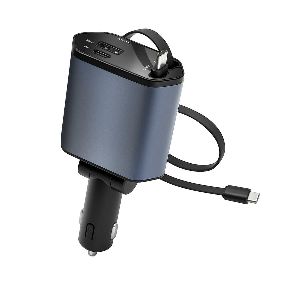 66W Retractable Car Charger, 4-in-1 Fast Car Phone Charger with 2.5ft ...