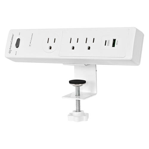 980J 3-Outlets Clamp Surge power Strip with 1 USB-A & PD20W USB-C Ports ...