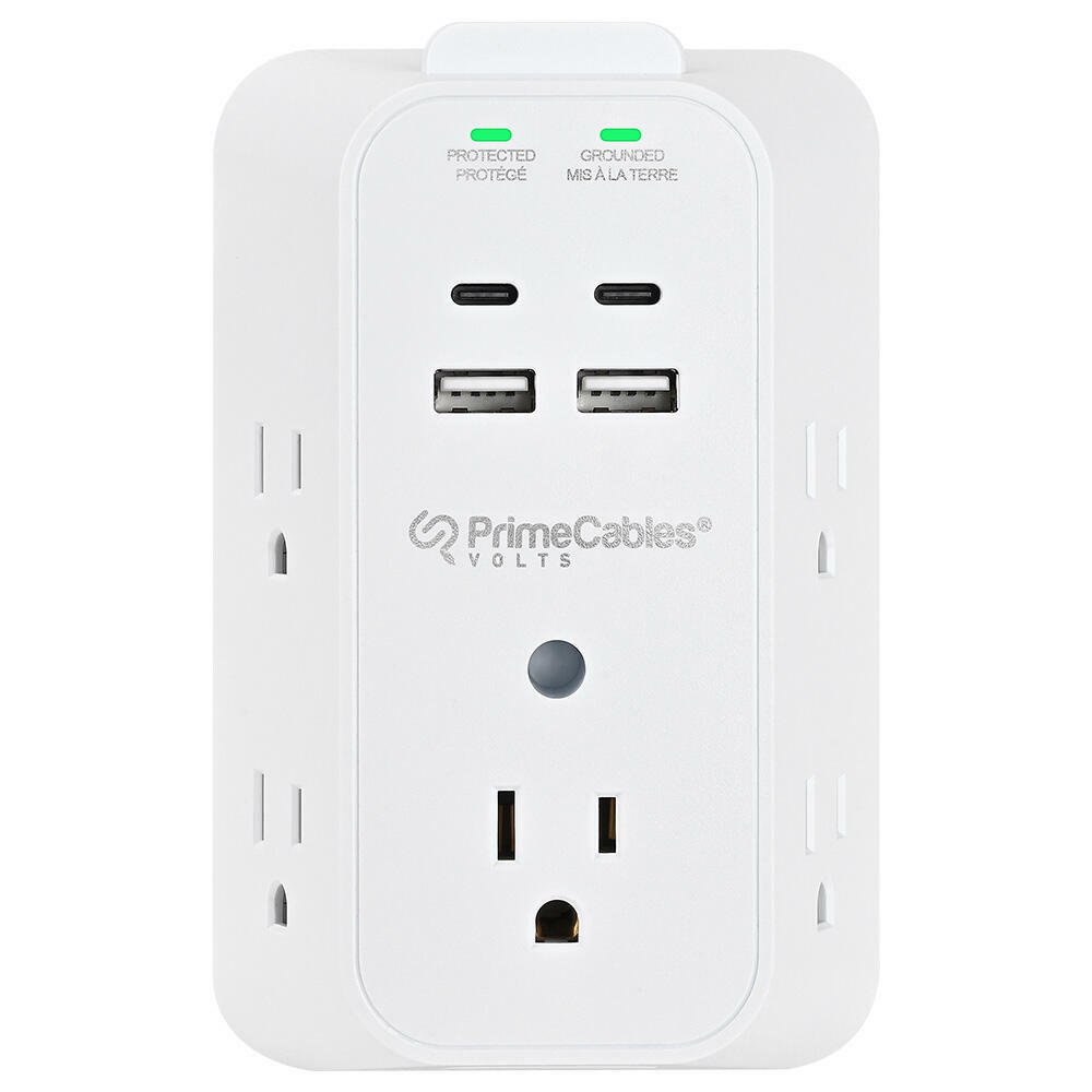 Trapezoid 900J Surge Protector 5-Outlet Extender with 2 USB-C + 2 USB-A ...