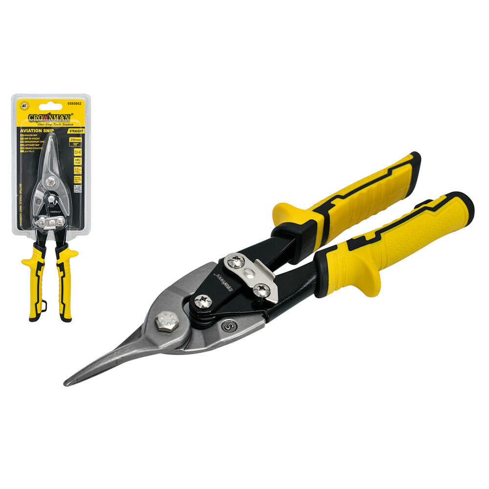 10-Inch Straight Aviation Snip – One-Handed Safety Latch & CR-V Steel ...