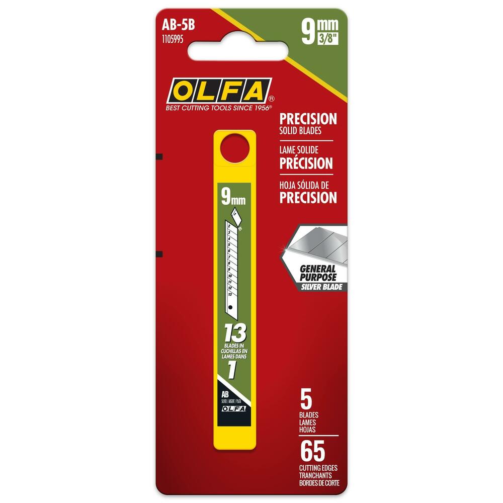 OLFA® AB-5B 9mm Snap-Off Precision Blades, 13 Segments per Blade, 5 Pack